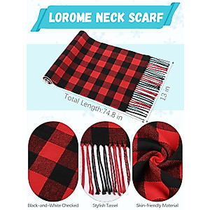 Winter Hat Scarf Gloves and Ear Warmer, Knit Warm Beanie Hat Touch Screen Gloves Long Knitted Plaid Scarf Set Gifts for Women Wine Red