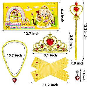 MISS FANTASY Princess Dress Up Accessories,Cosplay Accessories for Kids Girls, Princess Dressed up Crown,Wand,Gloves,Necklace,Earrings,Bracelet Gift Sets for Little Girls Halloween Party Cosplay Set