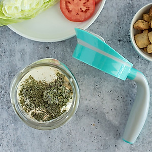 Ergo Spout WIDE - Mason Jar Traditional Styled Pitcher Lid with Ergonomic Handle – Airtight and Leak-Proof Seal - Wide Mouth, Vintage Blue -Teal