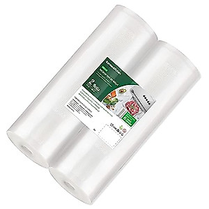 Bonsenkitchen Vacuum Sealer Bags, 11 in x 50 ft Rolls 2 Pack Seal Bags for Food Storage Saver, BPA Free, Commercial Grade Textured Food Roll Bags, Customized Size Bag for Sous Vide Cooking & Meal Prep