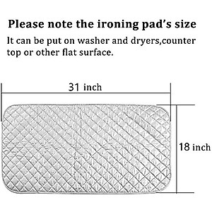 Ironing PadMat Iron Anywhere Portable Travel Ironing Blanket100%Cotton Quilted Protect Surfaces Weighted Corners Cover for Washer Dryer Table Top Countertop Small Ironing Board 18" x 31