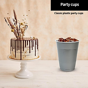 Silver Solid Color Premium Heavy Weight Plastic Cup (18 Oz.) 50 Count - Elegant & Durable, Perfect for Parties, Weddings & Everyday Use