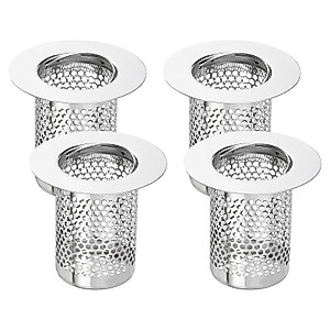 uxcell 2 Pack Shower Drain Strainer, 2" x 2.2" Stainless Steel Floor Drain Strainer Deep Sink Hair Catcher for Kitchen Bathroom Balcony Floor Drain, Fit Hole Size from 1.38" to 2.17"