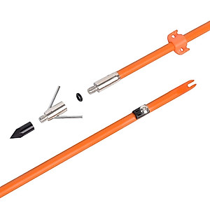 ELONG Bow Fishing 32 Inch 5/16" Hunting Arrows Archery Fiberglass Arrows with Safety Slides Broadheads (Pack of 6)