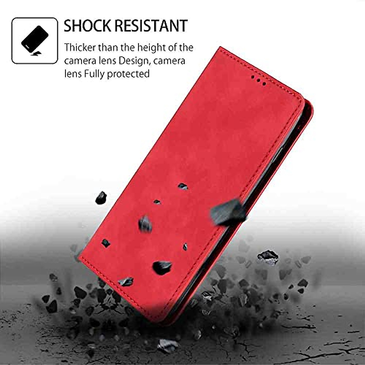 CyrGuard Phone Cover Wallet Folio Case for Oppo Reno 2, Premium PU Leather Slim Fit Cover for Reno 2, Good Design, Red