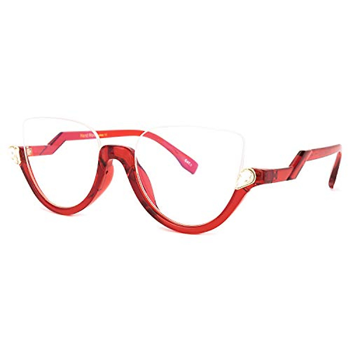 Zeelool Stylish Semi-rimless Cat Eye Glasses Frame for Women with Non-prescription Clear Lens Felicia VHP0189-10 Red
