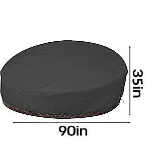 Patio Daybed Cover Round 420D Waterproof Heavy Duty Outdoor Canopy Daybed Sofa Cover All Weather Patio Garden Furniture Protector 87" Black
