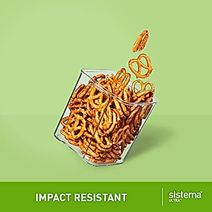 Sistema Tritan Airtight Pantry & Kitchen Storage Containers | 3 Square Plastic Food Containers with Lids (1x 1.3 L + 2x 700 ml) | Stackable | with Locking Clips | BPA-Free