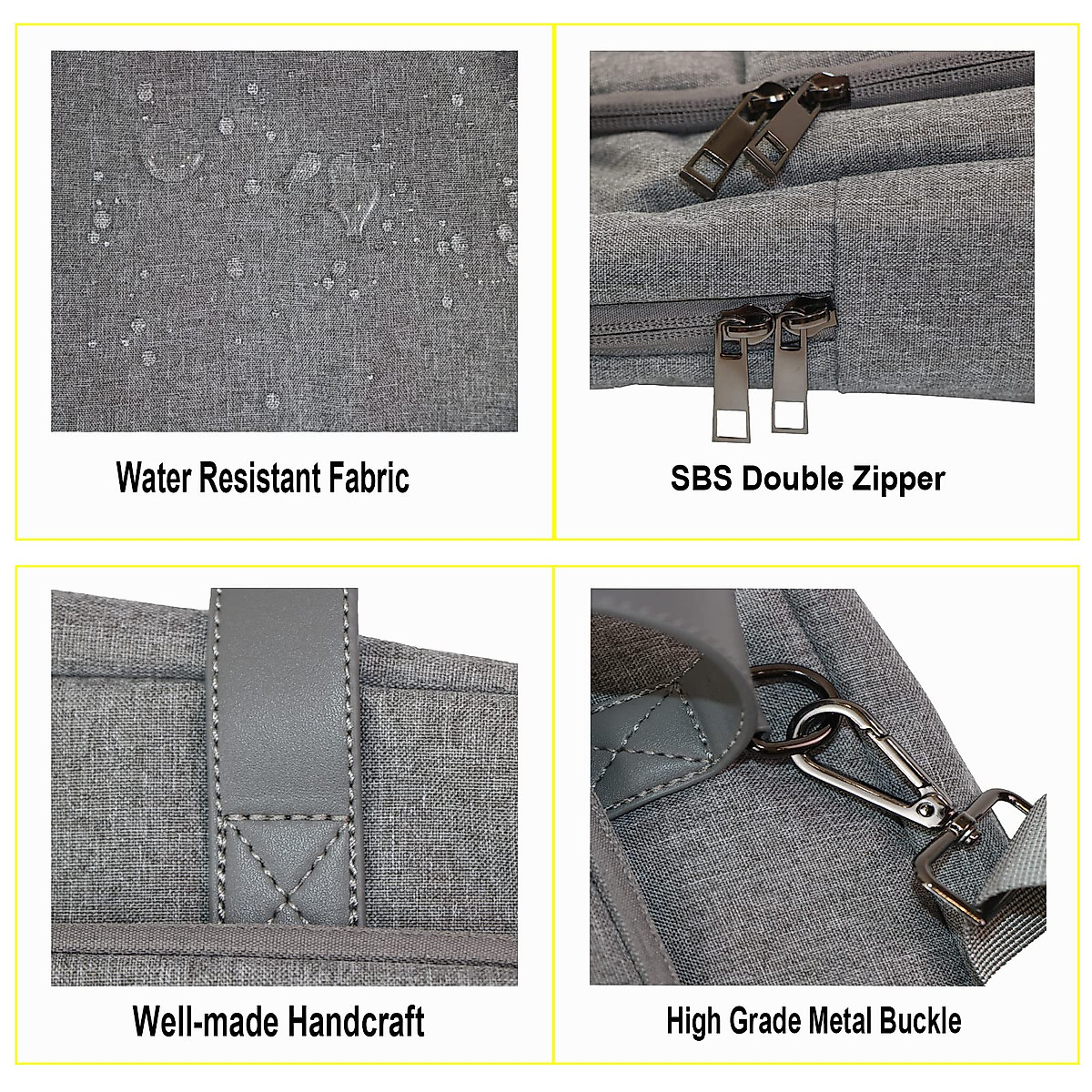 Bomocillio Laptop Bag 15 15.6 Inch Laptop Case Computer Bag Briefcase Messenger Shoulder Bag For Women Men Large Shockproof Grey