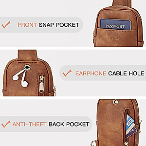 Telena Small Sling Bag for Women Leather Crossbody Fanny Packs Chest Bag for Women Mocha Brown