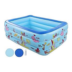 Rectangular Inflatable Pool PVC Inflatable Lounge Above Ground Family Swim Center for Summer Outdoor Backyard, Garden