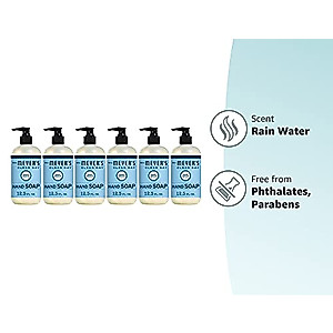 MRS. MEYER'S CLEAN DAY Hand Soap, Made with Essential Oils, Biodegradable Formula, Rain Water, 12.5 fl. oz - Pack of 6