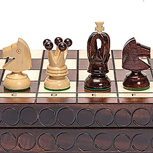Husaria European International Chess Wooden Game Set, King's Classic - 18-Inch Large Size Chess Set - Folding Board with Felt Bottom Chessmen