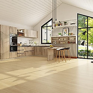 Vinyl Flooring Roll 24x118〞(19.4 Sq.Ft), Self-Adhesive Peel and Stick, Wood Grain Look, for Bathroom, Kitchen, Bedroom, RV