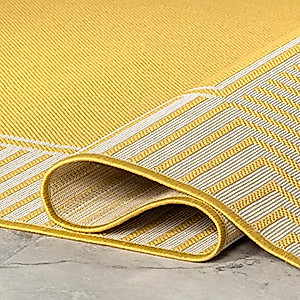 nuLOOM Asha Simple Border Indoor/Outdoor Area Rug, 8' x 10', Yellow