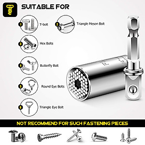 FEBBI Universal Socket, New Upgrade Gator Grip Universal Socket Wrench Set (7-19mm) with Ratchet Wrench Power Drill Adapter, Dad Gift, Best Tool Gifts for Men, Father, Husband DIY Handyman or Women
