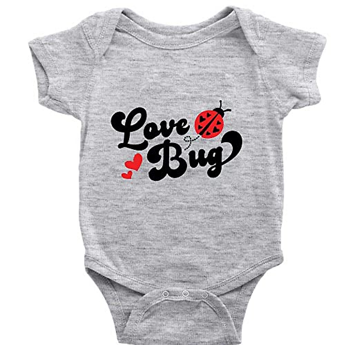 Love Bug Cute Ladybug Toddler Rompers for Baby Boy Girl Newborn Jumpsuit Short Sleeve Onesie D-Gray