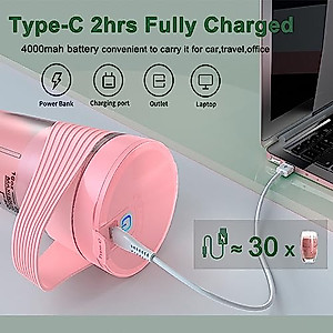 Portable blender for shakes and smoothies,Personal blender, 20000r/m,16 oz Traveling Fruit Veggie Juicer Cup With 6 Blades, Portable Blender USB Rechargeable for Sport,Gym,Office (Pink)