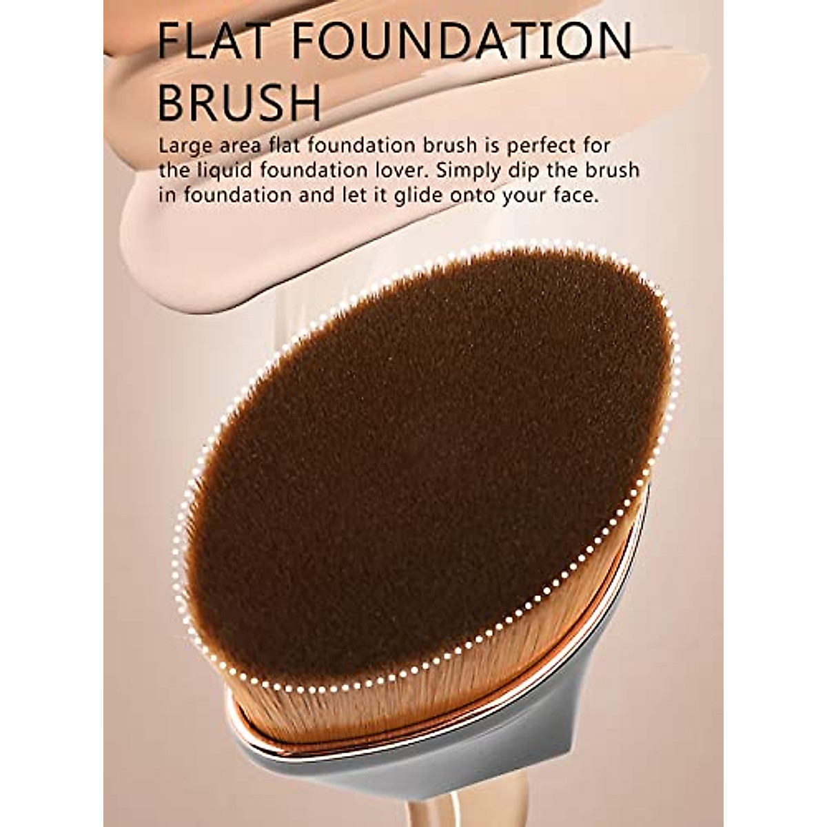 Flat Top Foundation Brush, TEOYALL Flawless Kabuki Brush Face Makeup Brush for Blending Liquid, Cream, Cosmetics with Storage Box (Black)