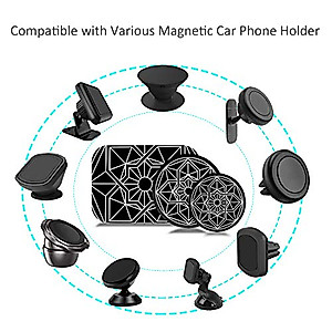 Mount Metal Plate 10 Pack for Magnetic Cell Phone Car Cradle-Less Mounts with 3M Adhesive,Stylish Universal Disc Replacement Sticker for Magnet iPhone Holder Mini Tablet GPS Stand 6 Round 4 Rectangle