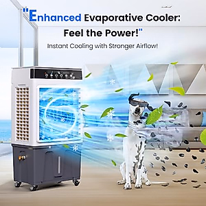 Evaporative Air Cooler, 3500CFM 3-in-1 Swamp Cooler with 7.5Gal Water Tank, 120° Oscillation, 3 Speeds 3 Modes, 4 Ice Packs, 12H Timer, Remote, Portable Air Conditioner for Room, Home & Office