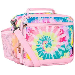 Choco Mocha Tie Dye Lunch Box Kids Lunch Box for Girls Lunch Boxes for School Girls Lunchbox for Kids Lunch Bag for Girls with Shoulder Strap for Toddler Preschool Kindergarten