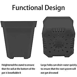 EBaokuup 4" Clear Plant Nursery Pots with Humidity Dome, 10PCS Plastic Gardening Pot Square Plant Container, Seed Starting Pot with Drain Holes for Seedlings/Vegetables/Succulents/Cuttings