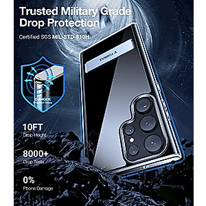 TORRAS for Samsung Galaxy S23 Ultra Case Clear with Kickstand Never Yellowing, [3-Way Built-in Kickstand] [10FT MIL-Grade Shockproof] Slim Clear Case for Samsung S23 Phone Ultra Case, Diamond Clear