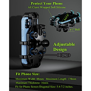BRCOVAN Motorcycle Phone Holder with Vibration Dampener, Anti-Shake Motorcycle Phone Mount, Adjustable Handlebar CellPhone Holder for Motorcycle Bike Bicycle Scooter ATV Fit 5.4''-7.2'' Smartphone