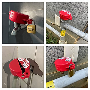 Gate Valve Lockout Device 2Pack Rotating Plastic Outdoor Water Hose Protector Babyproof 1-2.5in Diameter Valve Handles Red Secure for Water Spigot Faucet Knob Oil Natural Gas Propane Tank Lock Outdoor