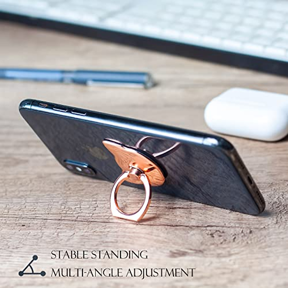 [2 Packs] Cat Glossy Cell Phone Ring Holder Stand, 360 Degree Rotation Finger Ring Kickstand with Polished Metal Phone Grip for Magnetic Car Mount, Smartphone Accessories