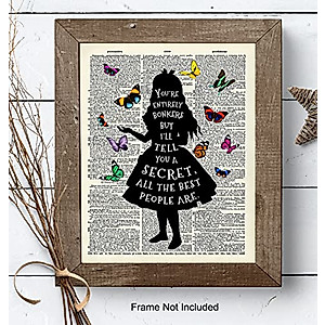 Alice Wonderland Quote, Saying - Dictionary Wall Art Print - 8x10 Photo Picture - Home Decor for Women, Kids, Girls Bedroom - Cool Gift - Unframed Poster