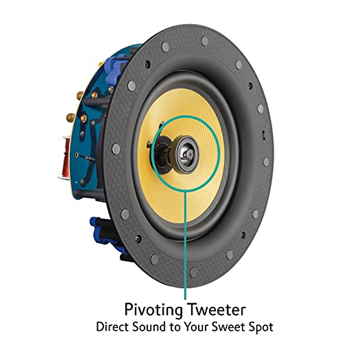 ynVISION.DESIGN 8 inch in-Ceiling Speakers w/Pivoting Tweeter | 2 Speakers | 160 Watts Each | Compatible with Sonos Amp, Yamaha, Marantz, Denon Avr and More