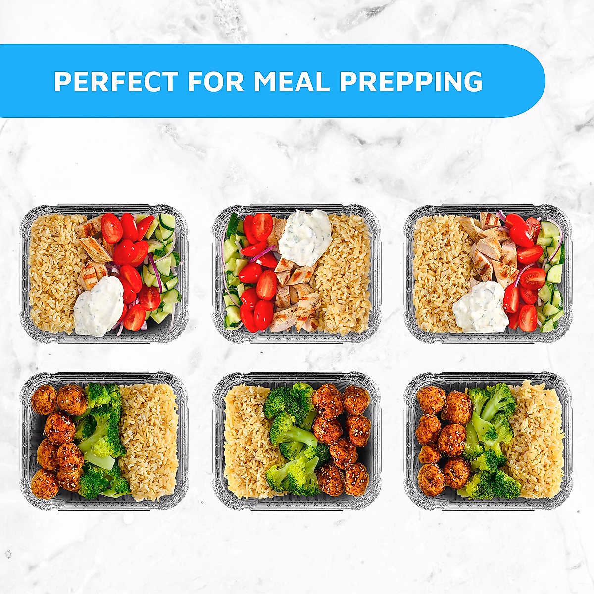 MontoPack Disposable Takeout Pans with Clear Lids | 1lb Capacity Aluminum Foil Food Drip Containers with Strong Seal for Freshness & Spill Resistance | Earth, Eco-Friendly & Recyclable 100Pack 5x4”