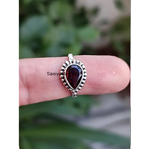 Natural Garnet Faceted Pear Gemstone Minimalist Ring For Women, Solid 925 Sterling Silver January Birthstone Handmade Solitaire Ring For Her