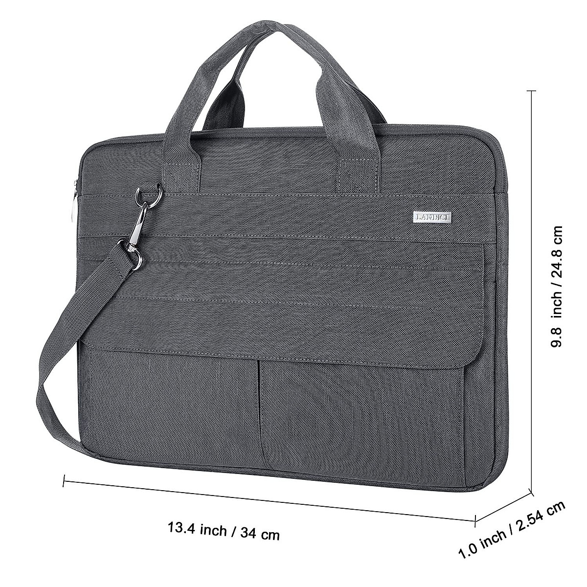 LANDICI Laptop Bag Carrying Case 13-14 inch with Shoulder Strap, Slim Waterproof Computer Sleeve Compatible with MacBook Air 13/13.3 M1 M2, MacBook Pro 13/14, Chromebook 14, Grey