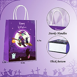 PINWATT 24Pcs Halloween Paper Gift Bags with Tissues - Halloween Goodie Bags with Handles Trick or Treat Candy Bags for Kids Party Favor