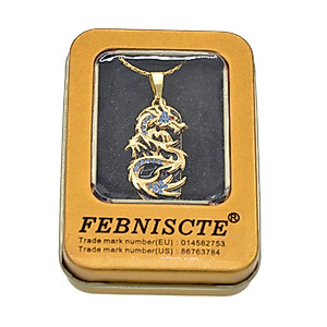 32GB USB Flash Drive Lovely Golden Dragon Thumb Drive with Crystal Pendant with Necklace USB 2.0 Memory Stick Pendrive by FEBNISCTE