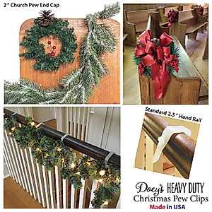 Doey's Heavy Duty Pew Clips for Weddings (12-Pack) Dependable Flexible Hook for Church Ceremony Aisle Decorations - Secure Bows, Flowers, Signs, Garland to Pew Ends, Bench Seats, Chairs (Made in USA)