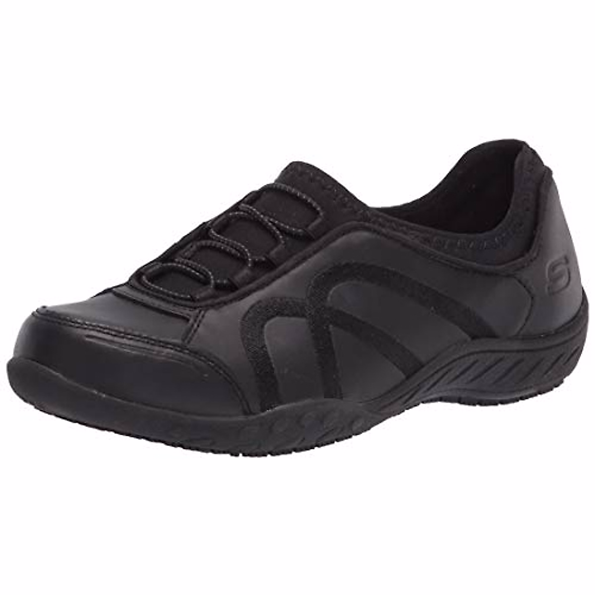 Skechers Women's Slip on Bungee Gore Food Service Shoe, Black, 7.5
