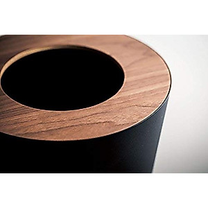 Red Co. Round Metal Modern Waste Basket, Trash Can Bin for Office or Bathroom, Black, 11-Inch