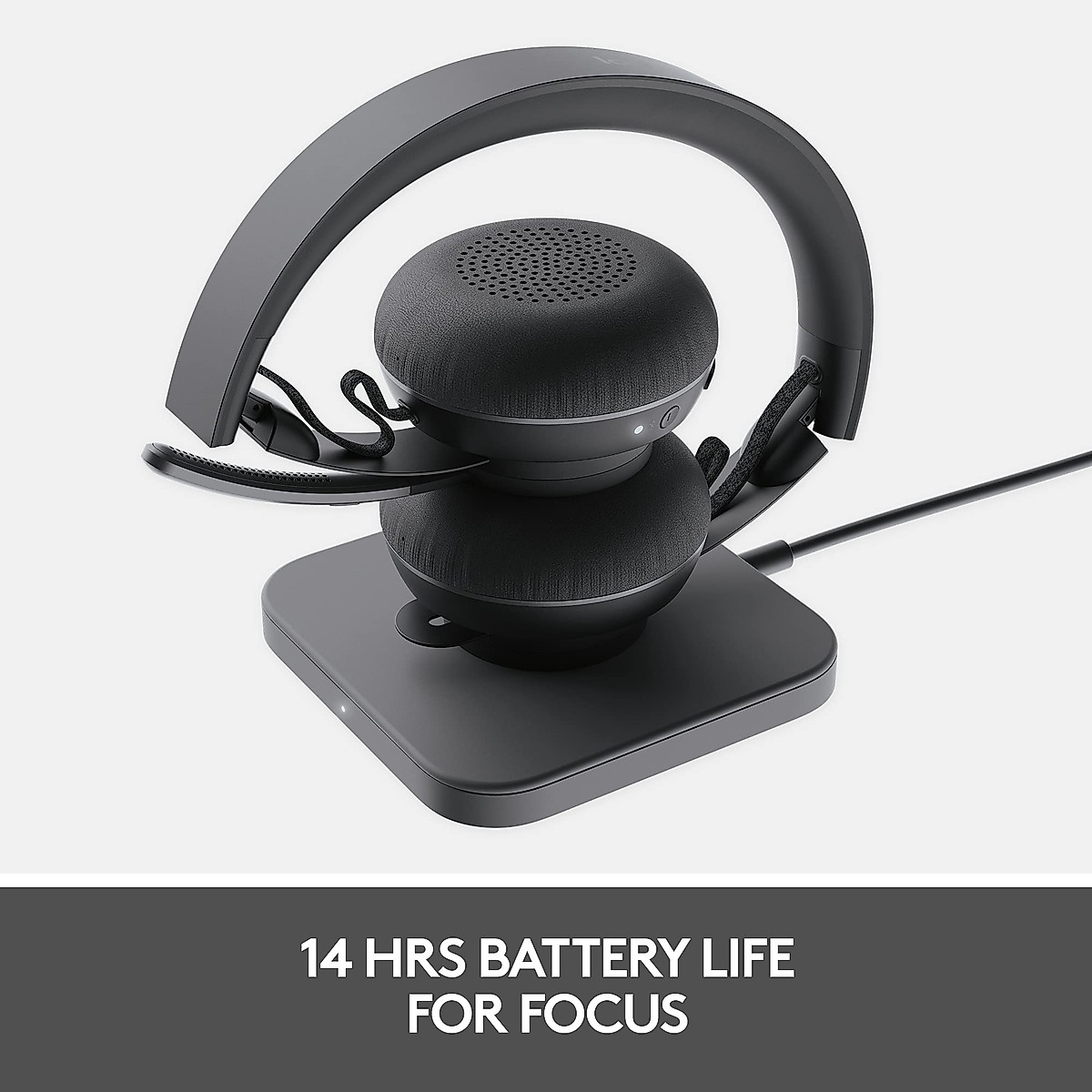 Logitech Zone 900 On-Ear Wireless Bluetooth Headset with Advanced Noise-canceling Microphone, Connect up to 6 Wireless Devices with one Receiver, Quick Access to ANC and Bluetooth