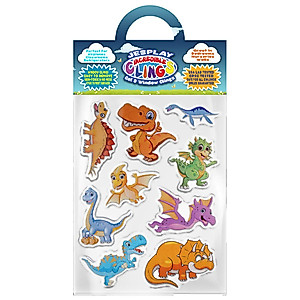 JesPlay Dinosaurs and Birds 4 Product Bundle - Removable Gel and Window Clings for Kids, Toddlers - Flamingoes, Owls, T Rex, Triceratops and More! - Incredible Gel Decals for Glass, Walls, Rooms