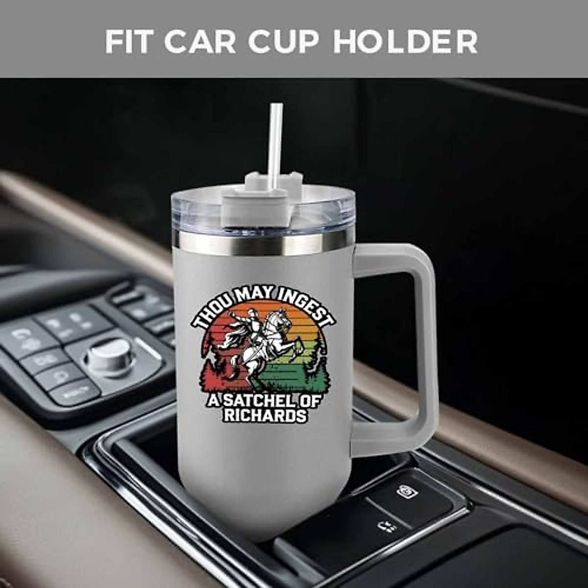 40 Oz Insulated Tumbler with Handle and Straw,Western Knight Horse Stainless Steel Vacuum Insulated Travel Mug,Leak-proof Water Bottle Iced Coffee Cup,Watercolor Stripe Tree