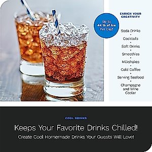 hOmeLabs Countertop Nugget Ice Maker - Stainless Steel with Touch Screen - Portable and Compact - Chewable Nugget Ice Machine - Produces Up to 44lb of Ice Per Day