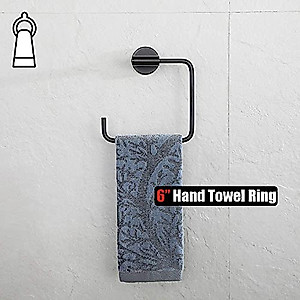 JQK Towel Ring Oil Rubbed Bronze, Stainless Steel Square Ring Towel Holder for Bathroom, 6 Inch ORB Wall Mount, TR140-ORB