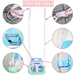 3 in 1 Kids Swing Seat, Infant Toddler Kids Secure Swing Seat Detachable High Back Swing Set for Playground Indoor Outdoor (Macaron Green)