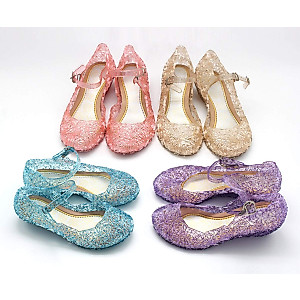 Kawai Peach Princess Girls' Cute Sparkle Sandals Fancy Dress Up Jelly Party Dancing Cosplay Shoes 1 Big Kid Pink