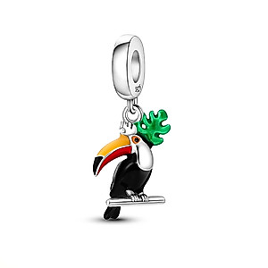Toucan Bird Dangle Charm For Bracelet, Sterling Silver Charm, Toucan Charm, Christmas Gift Charm