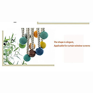 2 Pack,Curtain Rope Ties,Magnetic Curtain Tiebacks,Wooden Magnetic Curtain Tiebacks Pair, Magnetic Curtain Tie Backs for Home, Office, Window Accessories- Blue and Yellow||40cm